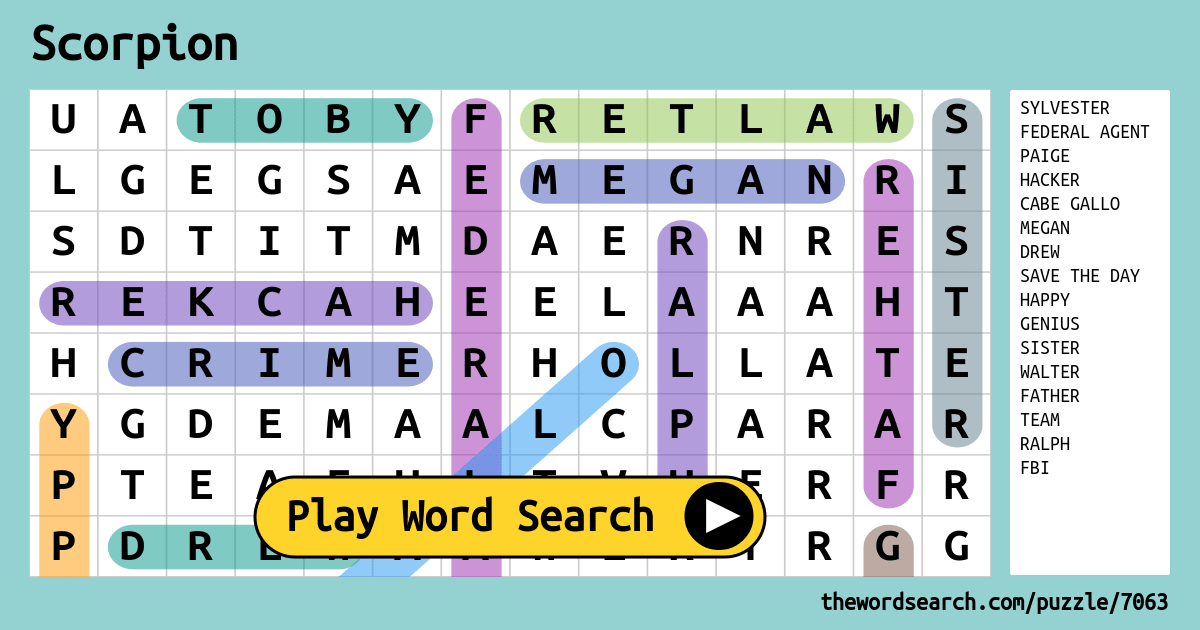 Scorpion Word Search