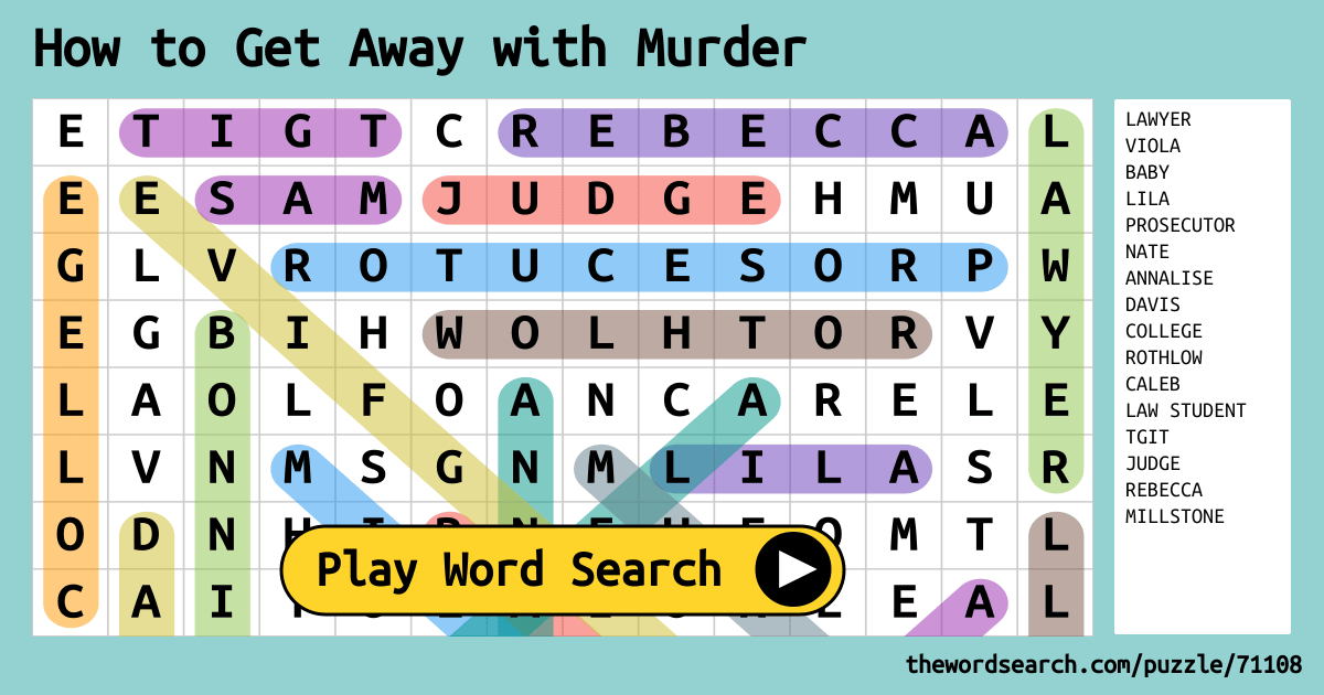 How to Get Away with Murder Word Search