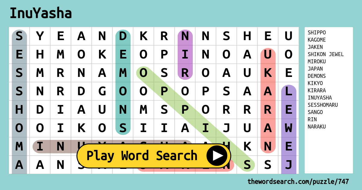 InuYasha Word Search