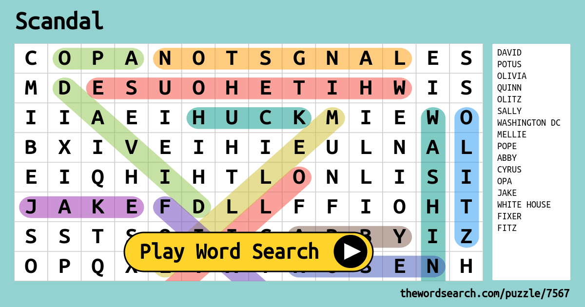 Scandal Word Search