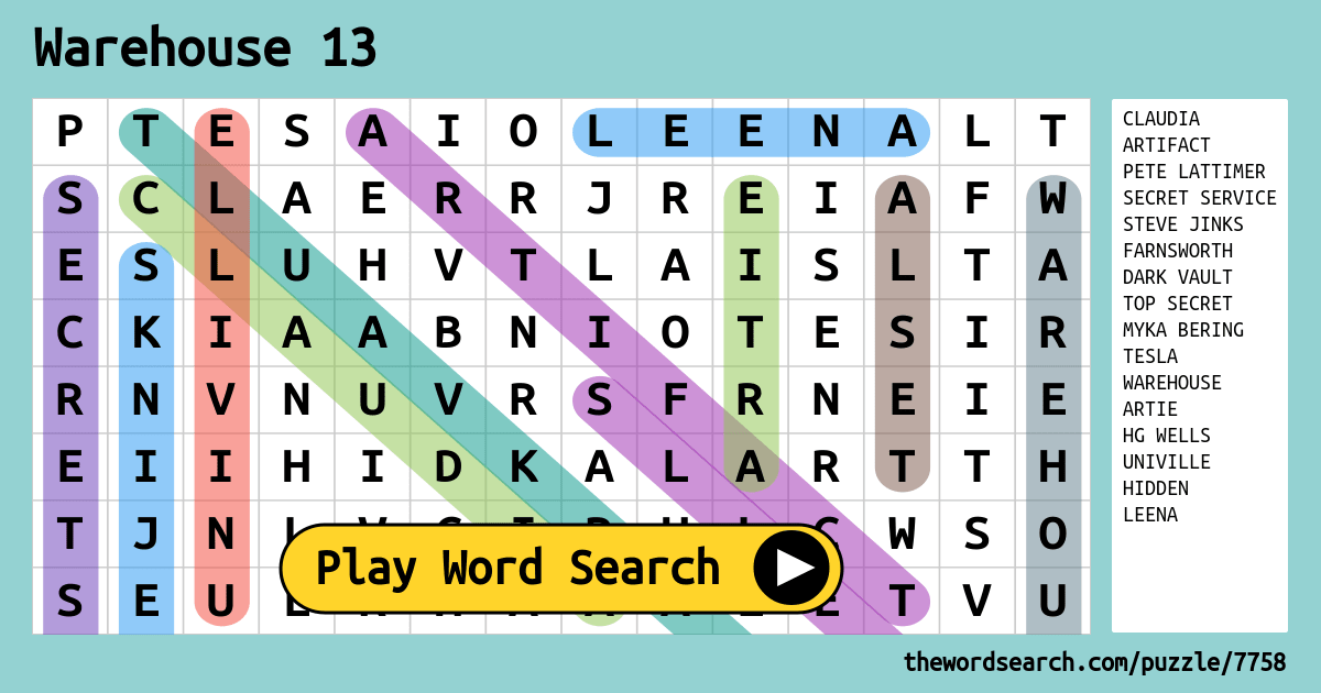 Warehouse 13 Word Search