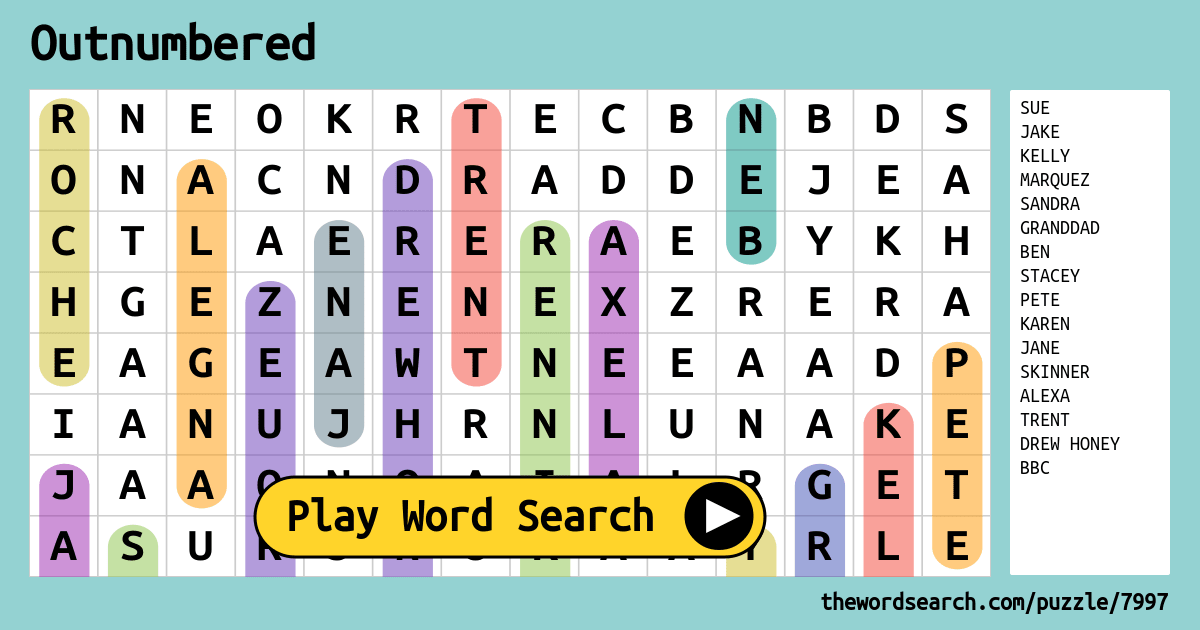 Outnumbered Word Search