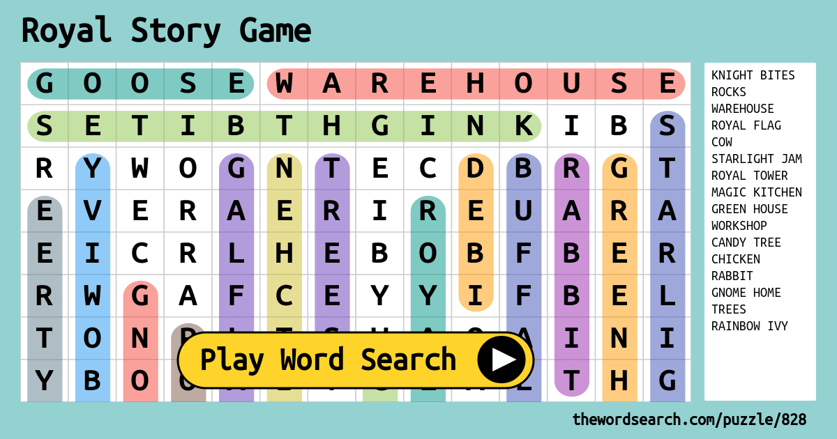 Royal Story Game Word Search