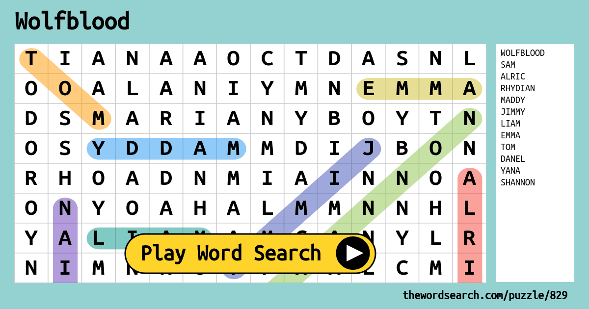 Wolfblood Word Search