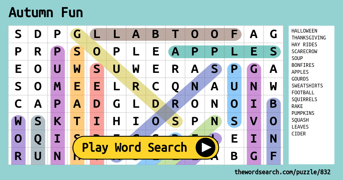 Autumn Fun Word Search