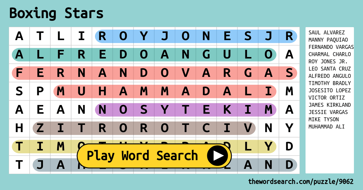 Download Word Search on Boxing Stars