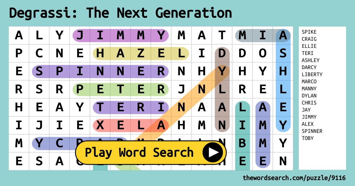 Degrassi: The Next Generation Word Search