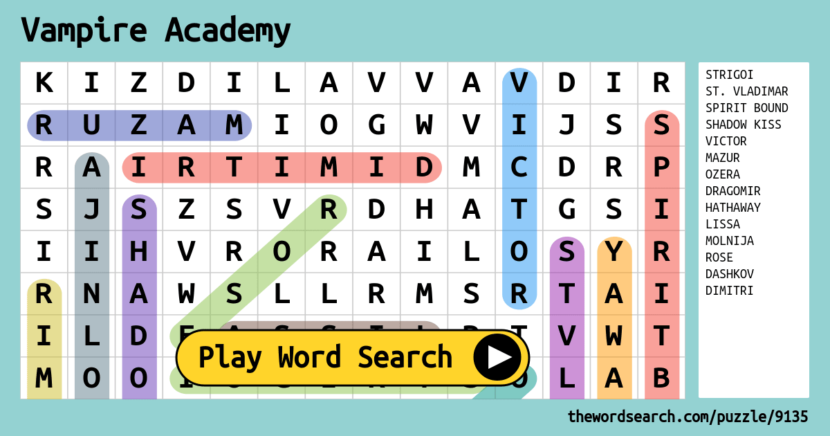 Vampire Academy Word Search