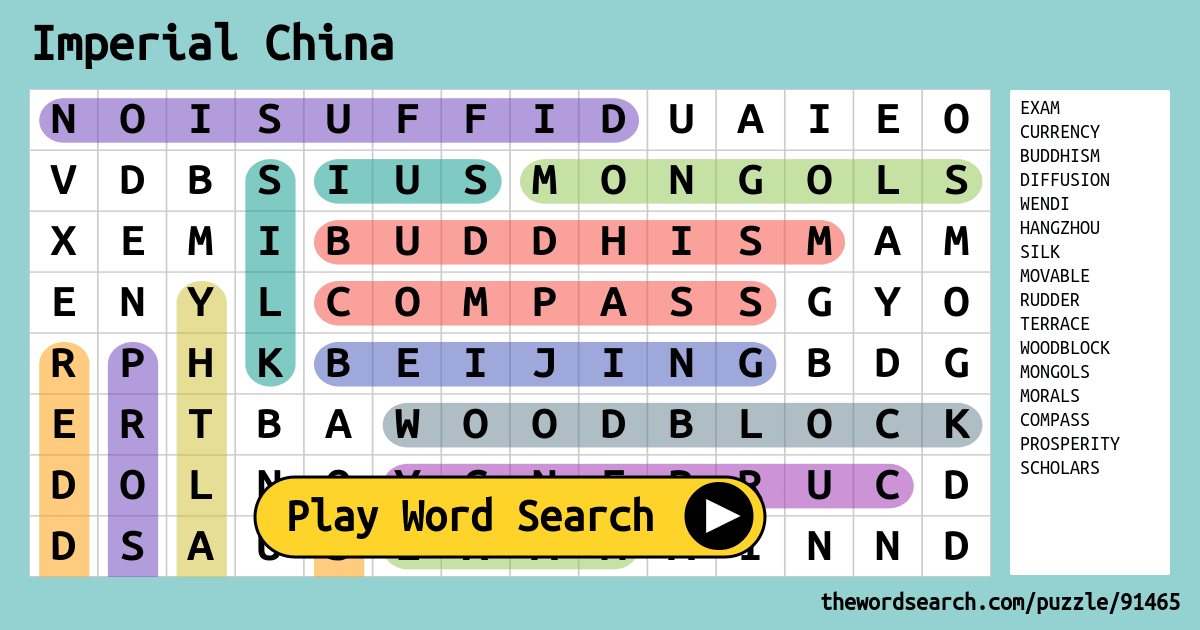 Imperial China Word Search