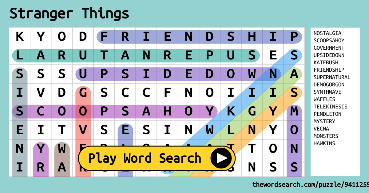 Download Word Search on Stranger Things