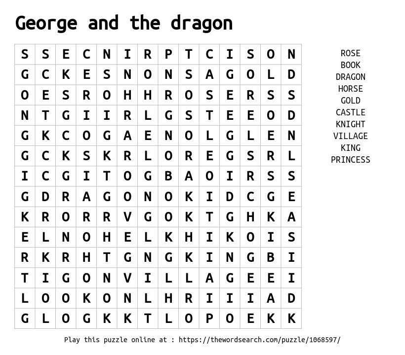 Download Word Search on George and the dragon