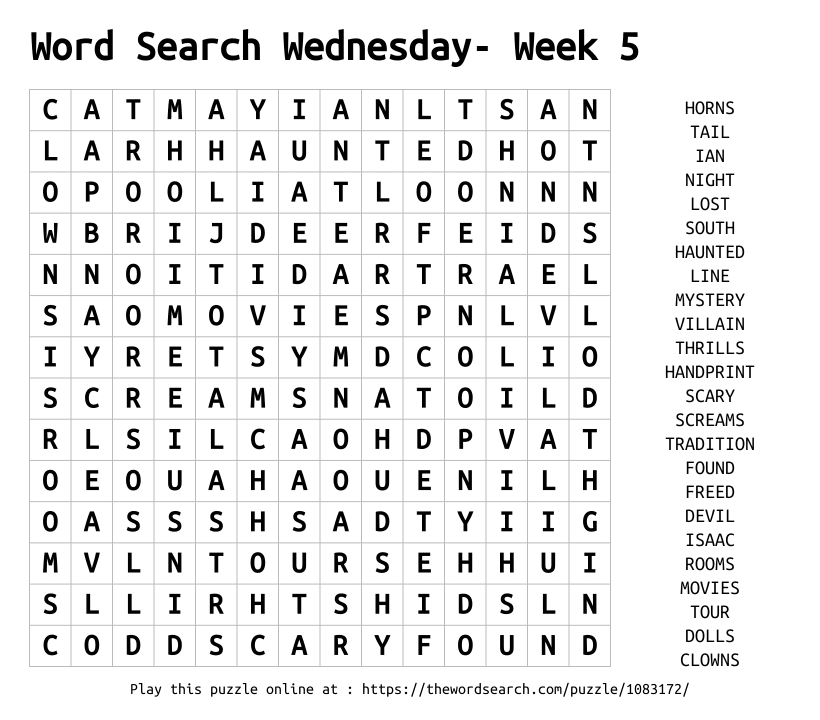 Download Word Search on Word Search Wednesday- Week 5