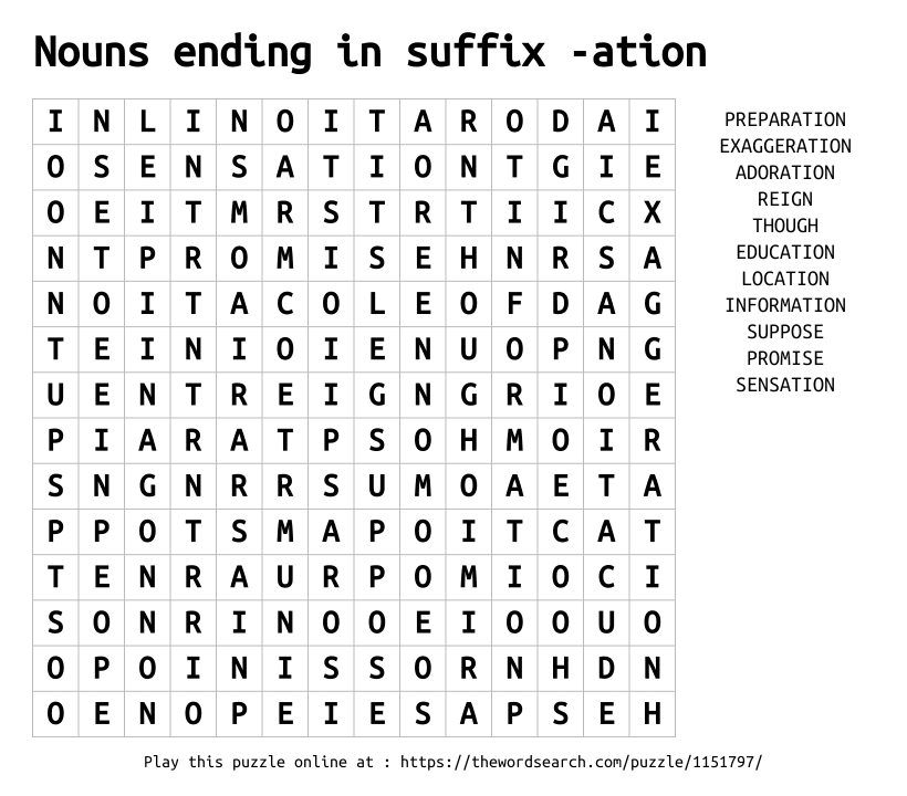 Download Word Search On Nouns Ending In Suffix ation Download Word Search On Nouns Ending In Suffix ation