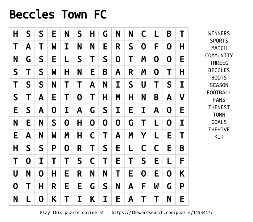 Download Word Search on Beccles Town FC