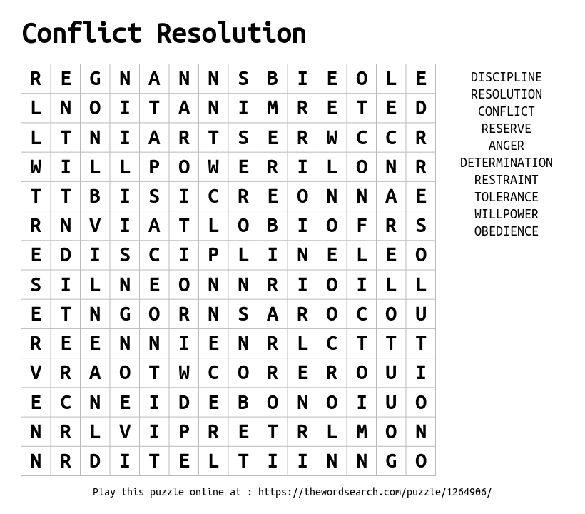 Download Word Search on Conflict Resolution