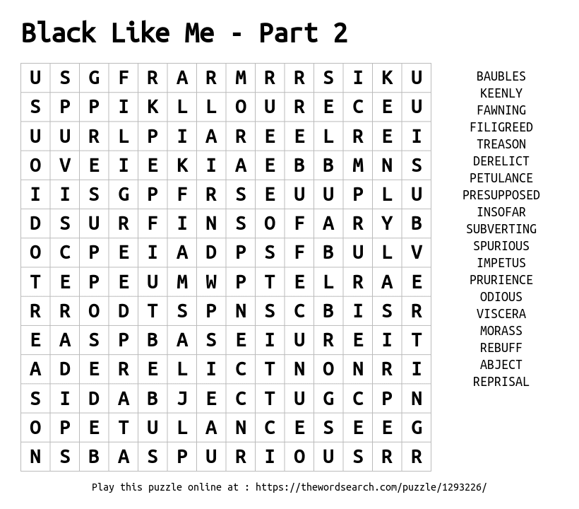 Download Word Search on Black Like Me - Part 2