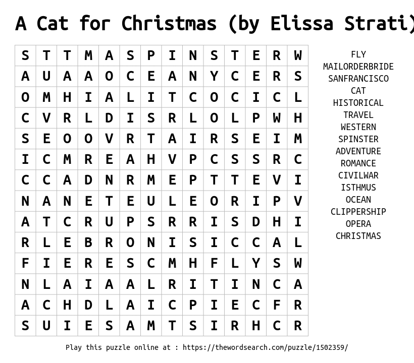 Download Word Search on A Cat for Christmas (by Elissa Strati)