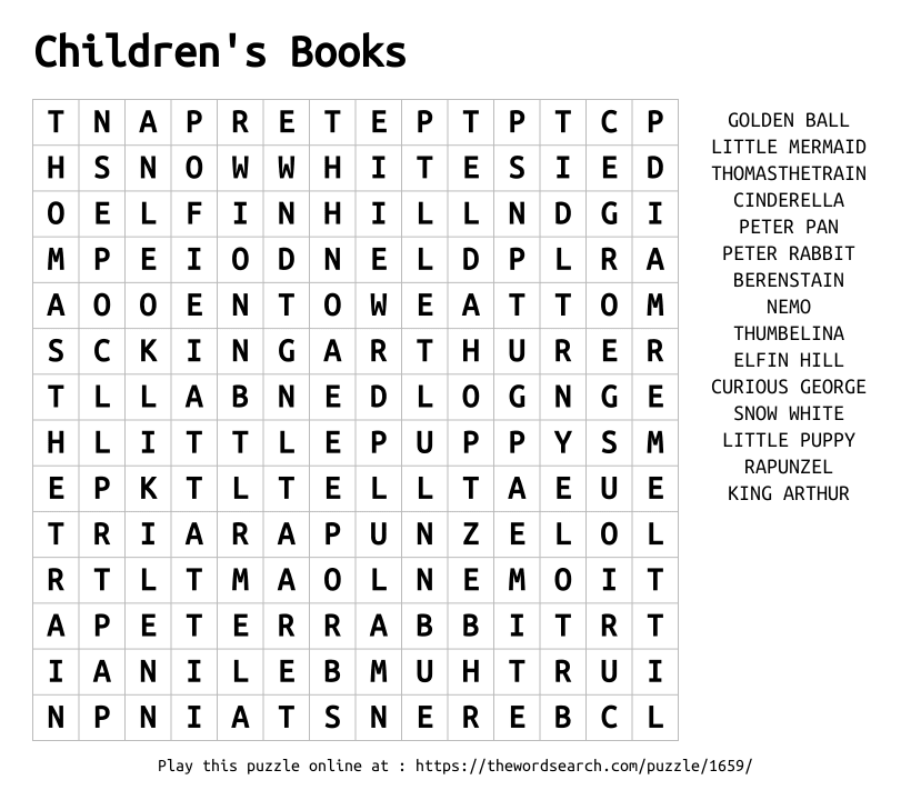 Download Word Search On Children s Books