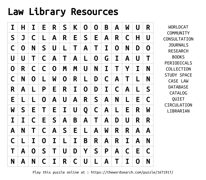 Download Word Search On Law Library Resources