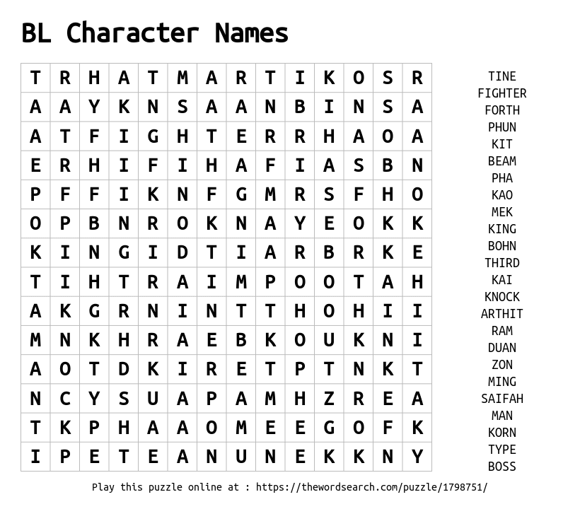 Download Word Search on BL Character Names