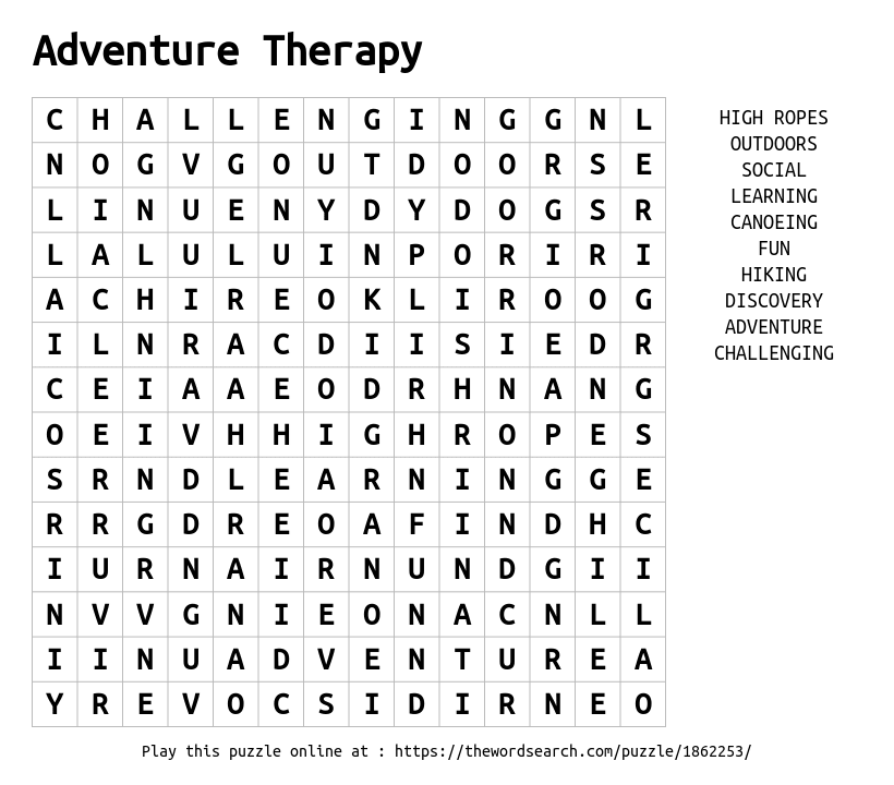 Download Word Search on Adventure Therapy