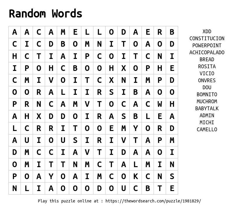 Download Word Search on Random Words
