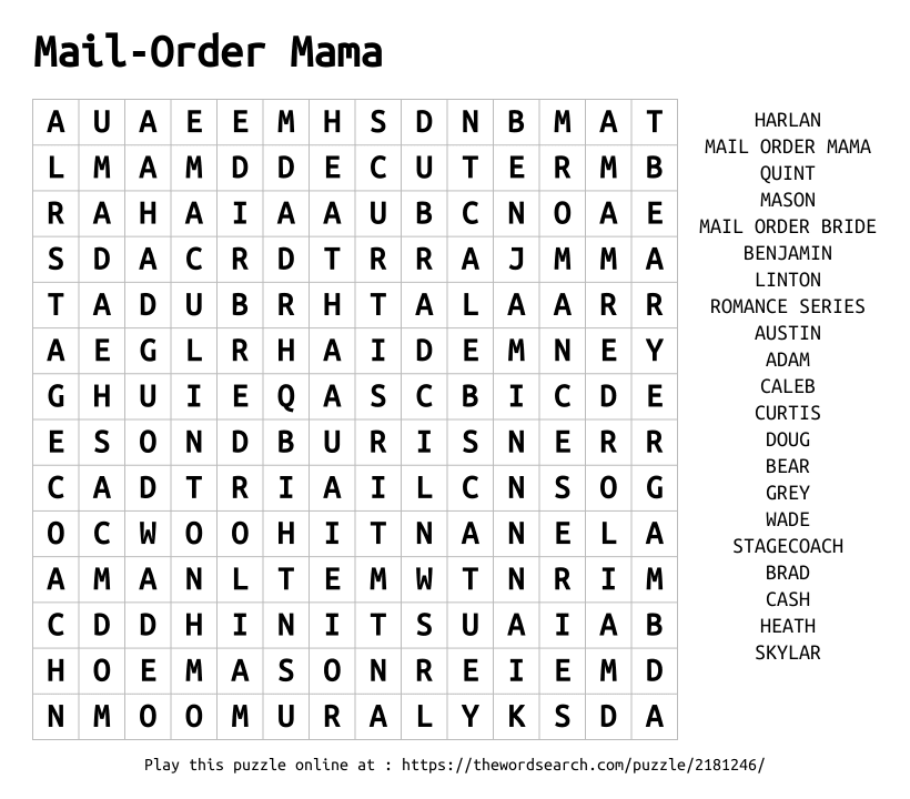 Download Word Search on Mail-Order Mama