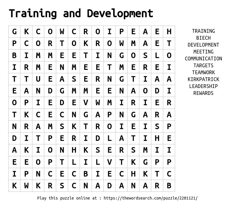 Download Word Search on Training and Development