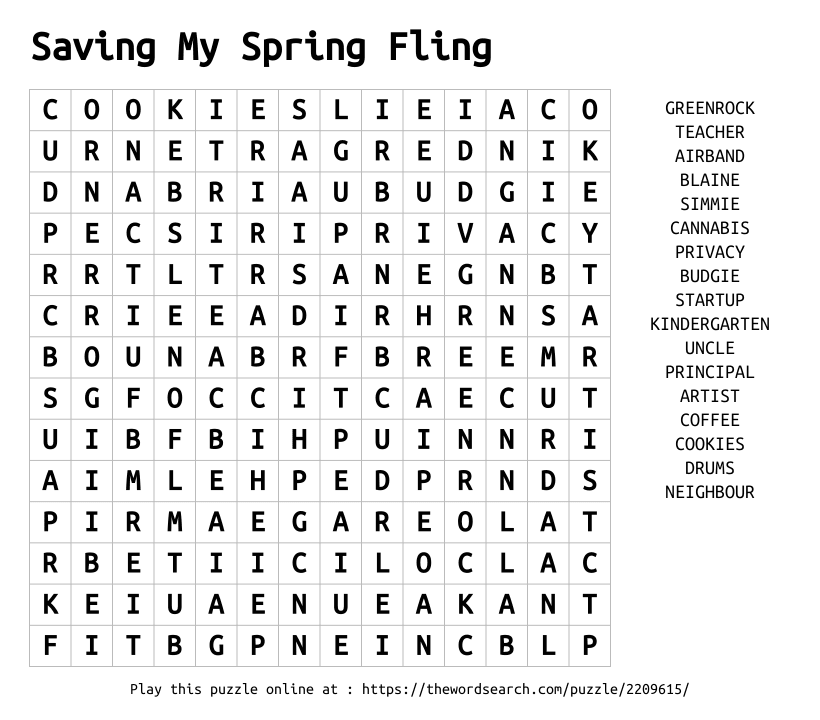 Download Word Search on Saving My Spring Fling