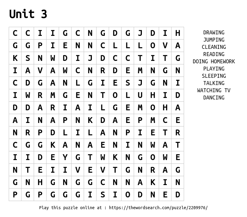 Download Word Search on Unit 3
