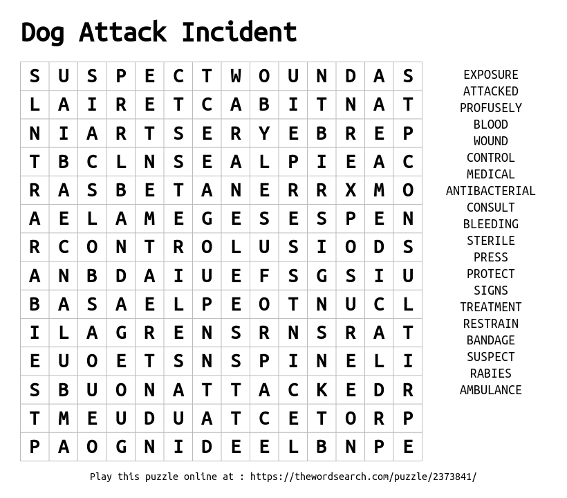 Download Word Search on Dog Attack Incident