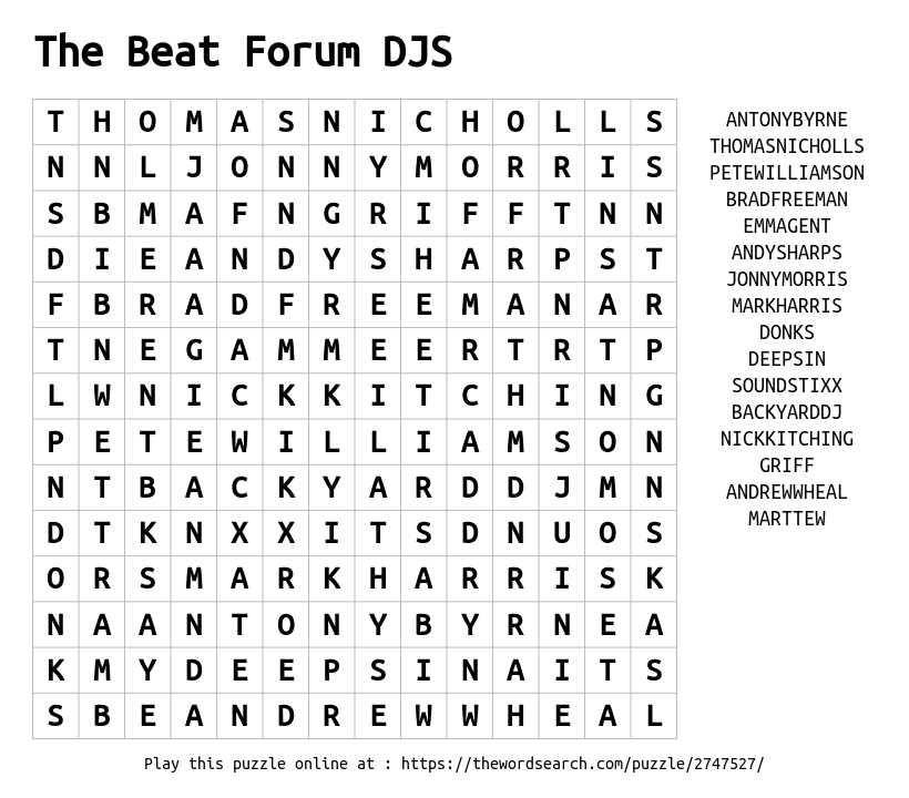Download Word Search on The Beat Forum DJS