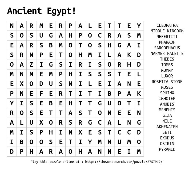 Download Word Search on Ancient Egypt!