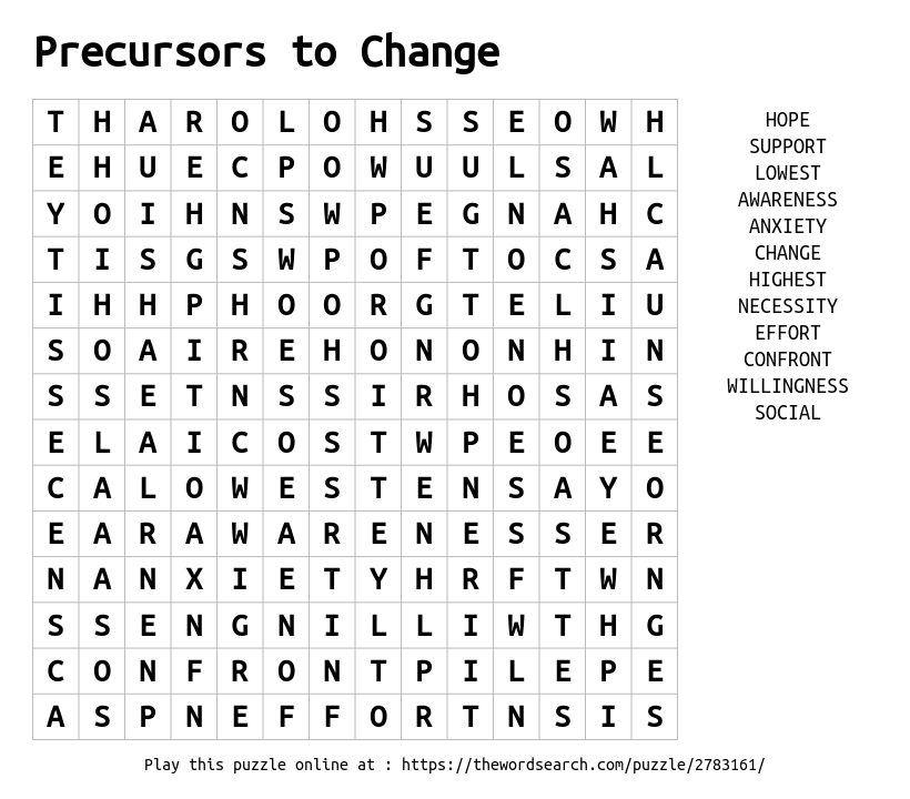 Download Word Search on Precursors to Change