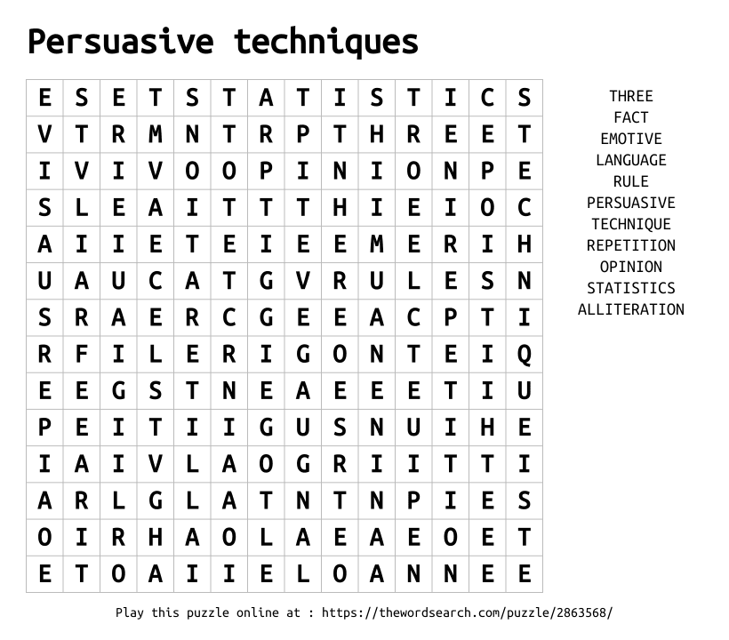 Download Word Search On Persuasive Techniques Download Word Search On Persuasive Techniques