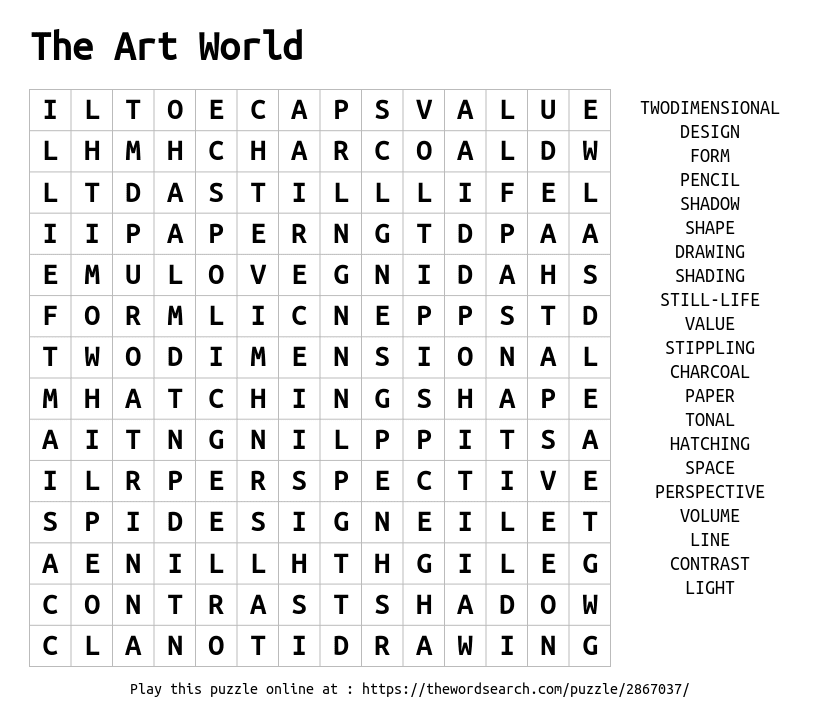 Download Word Search on The Art World