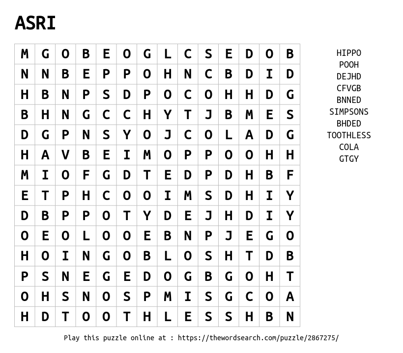Download Word Search on ASRI