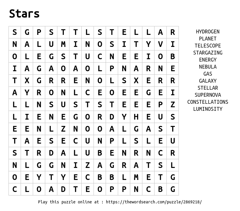 Download Word Search on Stars