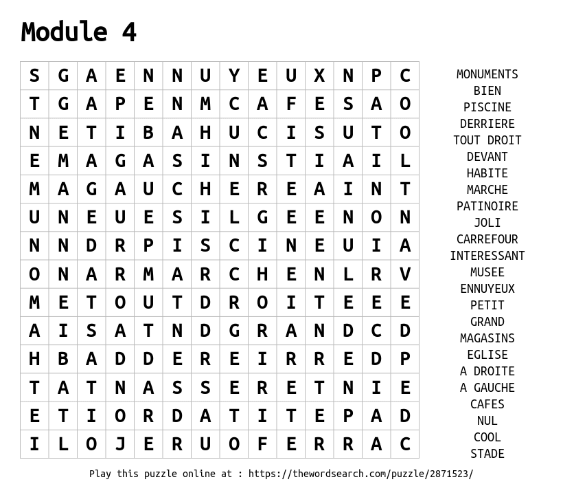 Module 4 Word Search