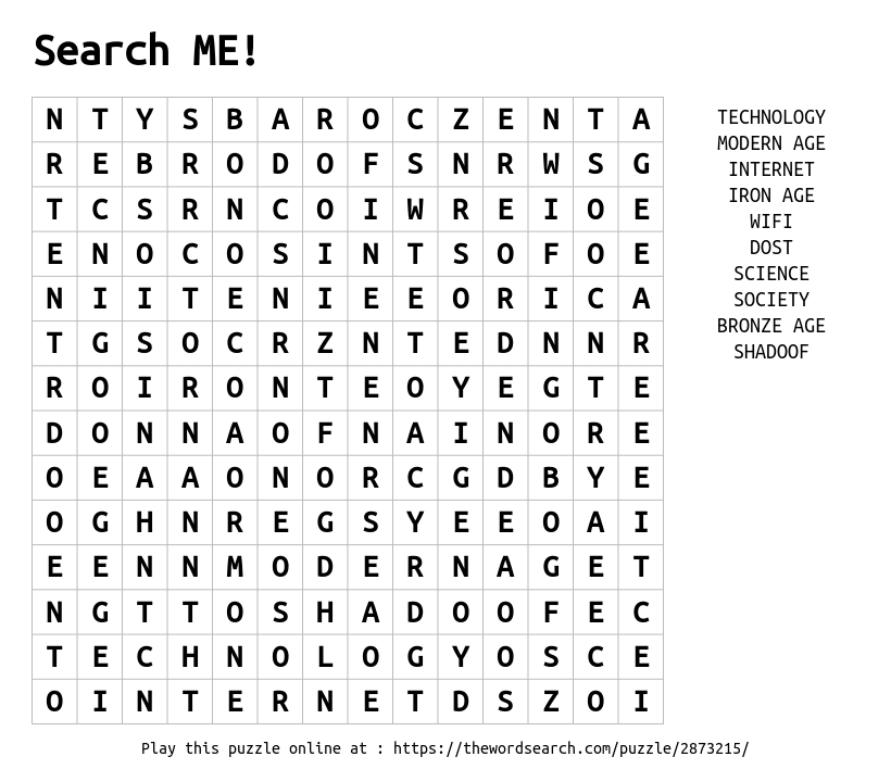 Search ME! Word Search
