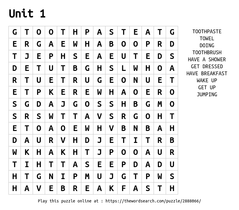 Unit 1 Word Search
