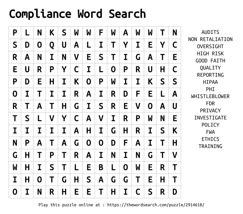 Download Word Search On Compliance Word Search Download Word Search On Compliance Word Search