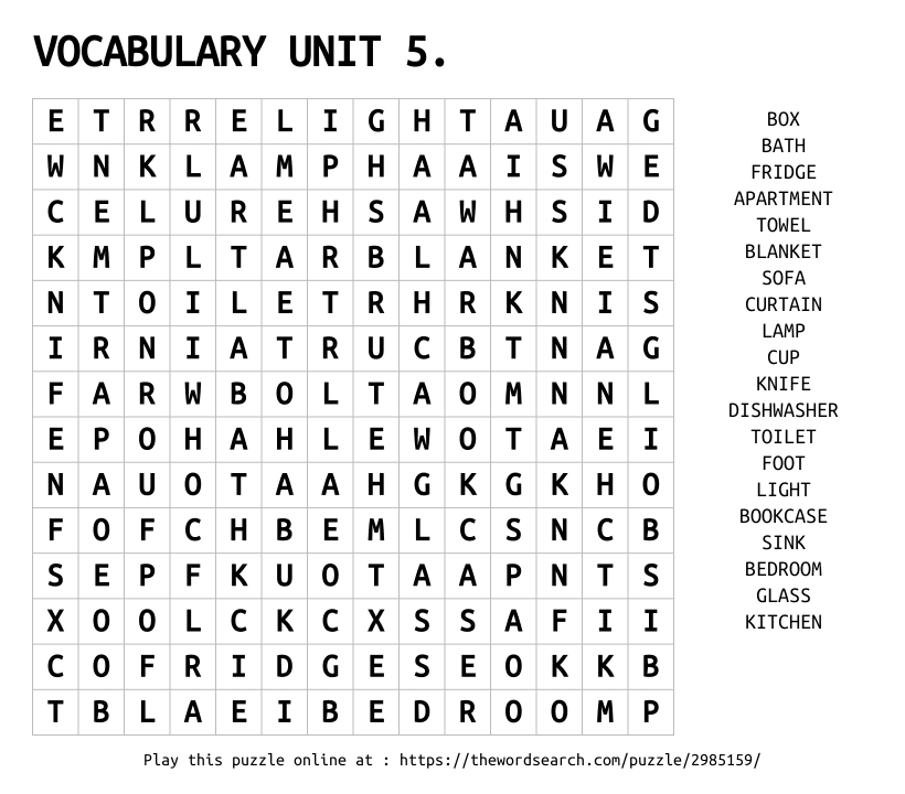 Vocabulary Word Search Printable Vocabulary Word Search Printable