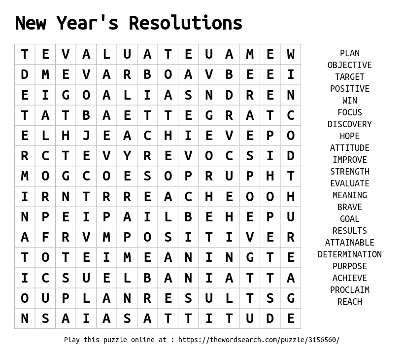 Download Word Search On New Year s Resolutions