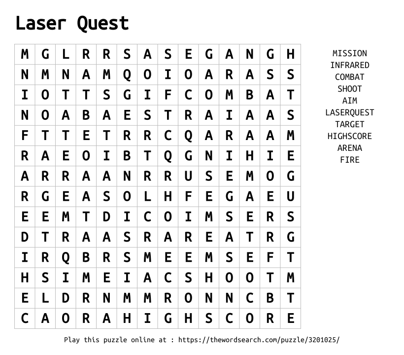 Download Word Search On Laser Quest