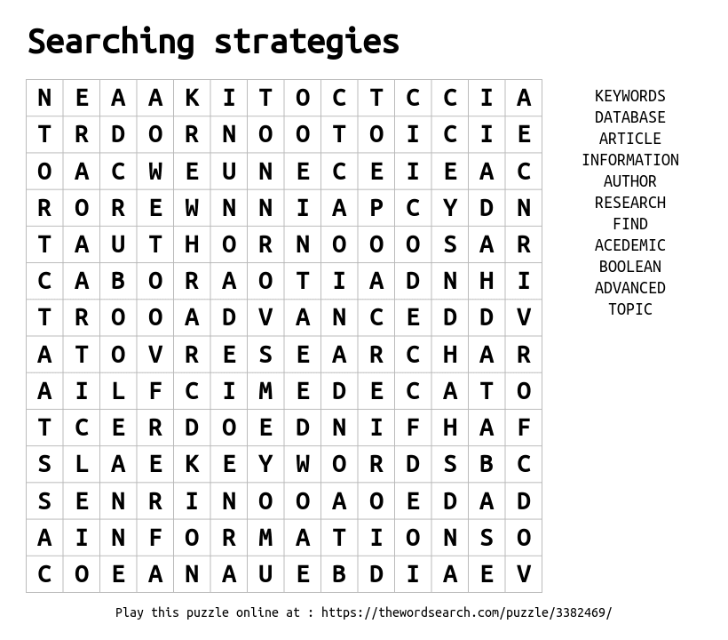 Download Word Search on Searching strategies