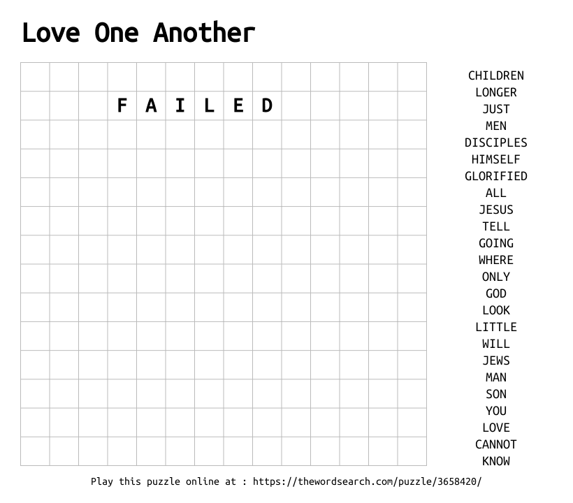 Download Word Search On Love One Another Download Word Search On Love One Another