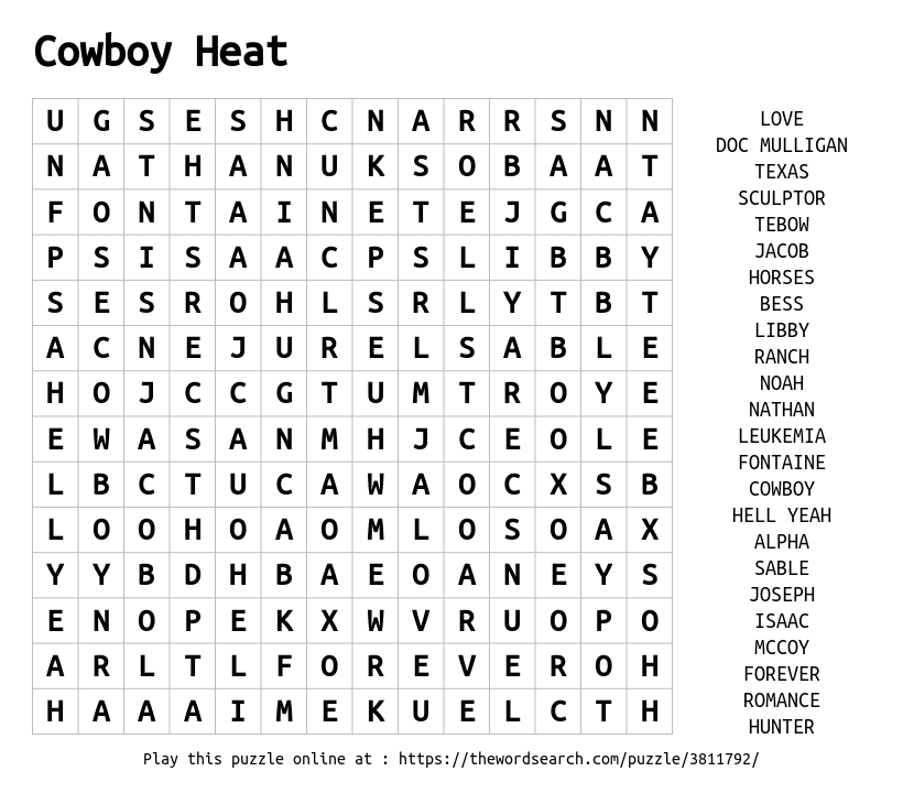 Download Word Search on Cowboy Heat