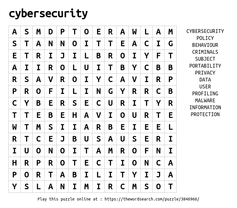 Download Word Search on cybersecurity