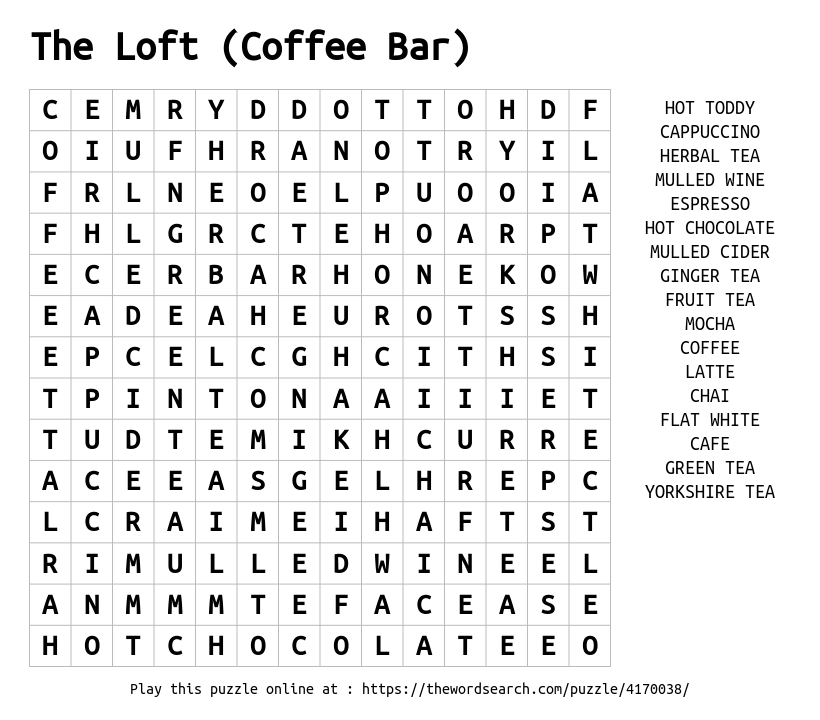 Download Word Search on The Loft (Coffee Bar)
